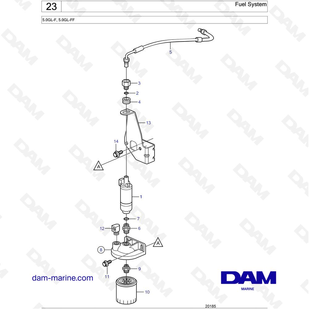 Spare parts and exploded views for Volvo Penta 5.0L GL